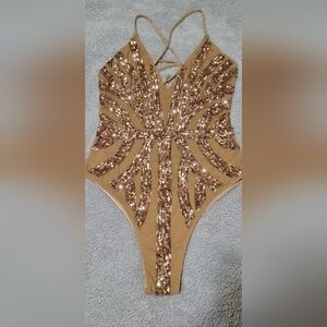 Beach Bunny | Swim | New Jolie Beach Bunny Gold Sequin Monokini ...